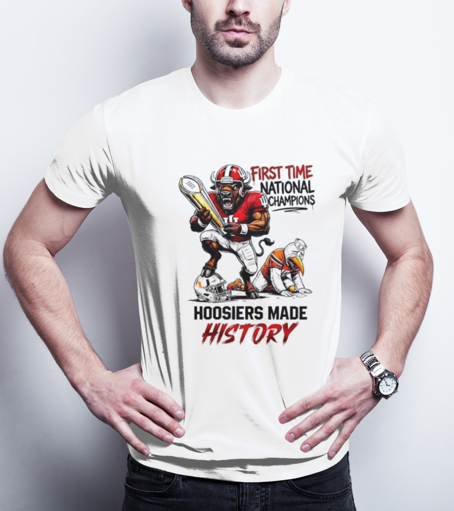 Hoosiers Made History First Time National Champions Mascots Ibis Bison T-Shirt