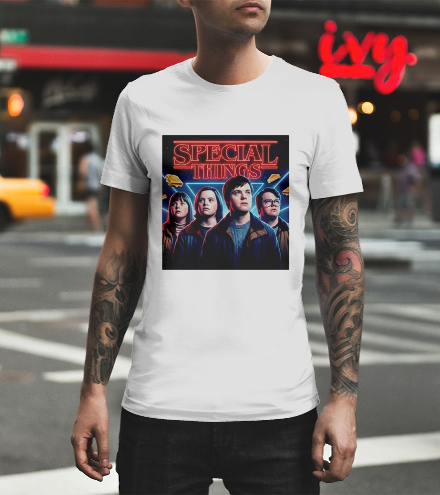 SPECIAL THINGS Retro 80s Neon Style Adventure Mystery Series T-Shirt