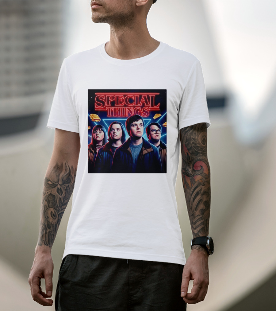 SPECIAL THINGS Retro 80s Neon Style Adventure Mystery Series T-Shirt