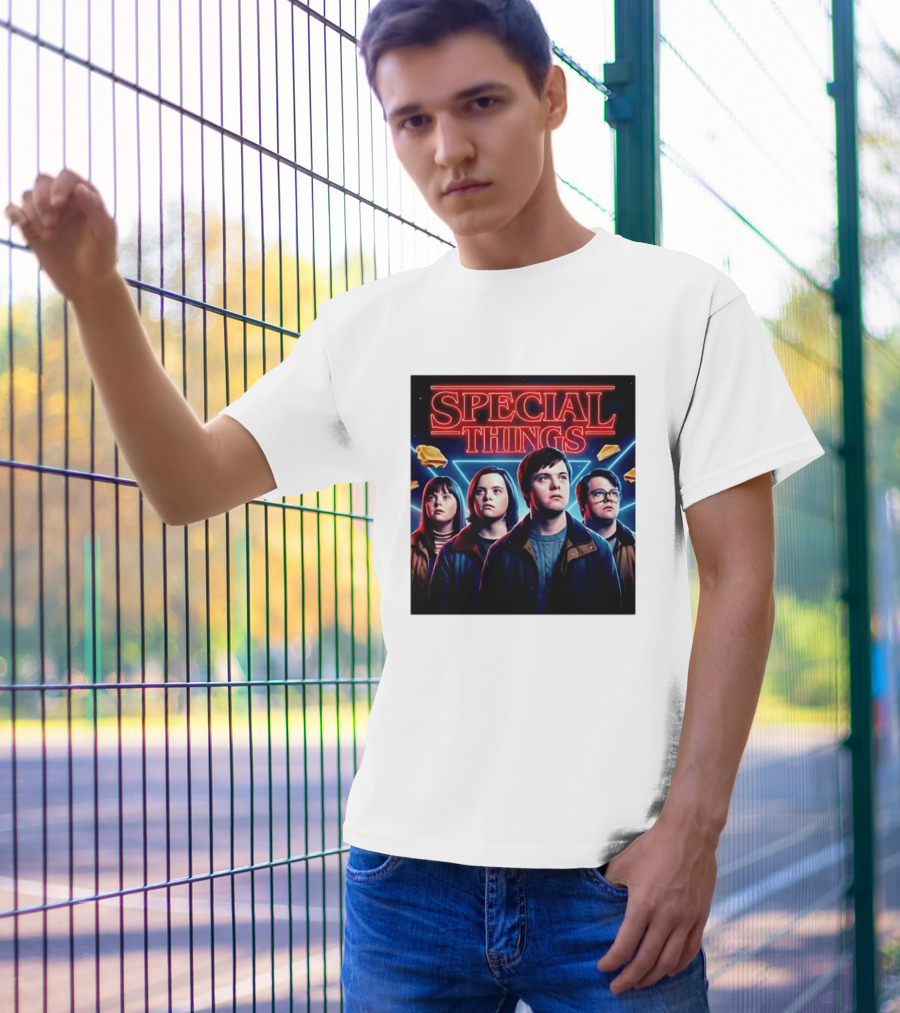 SPECIAL THINGS Retro 80s Neon Style Adventure Mystery Series T-Shirt