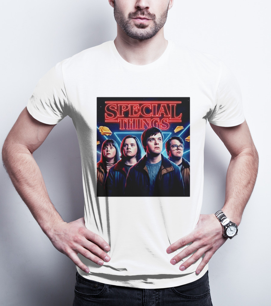 SPECIAL THINGS Retro 80s Neon Style Adventure Mystery Series T-Shirt