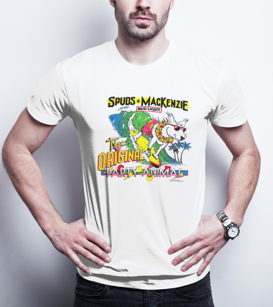 Spuds MacKenzie Bud Light Surfing The Original Party Animal T-Shirt