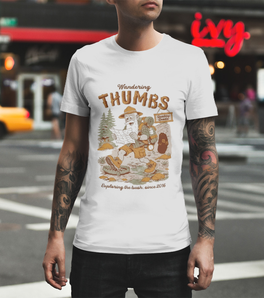 Wandering Thumbs Exploring The Bush Cowboy Bear Camping Since 2016 T-Shirt