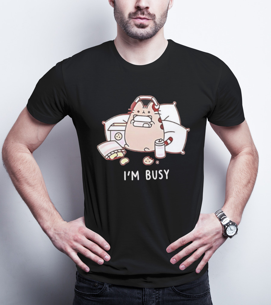 I'm Busy Cat Snack Time With Pizza Chips And Soda T-Shirt
