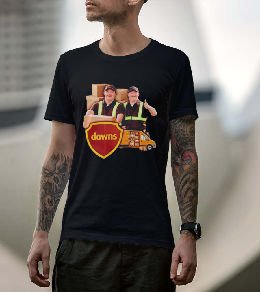 Downs UPS Delivery Service With Smiling Workers And Packages T-Shirt