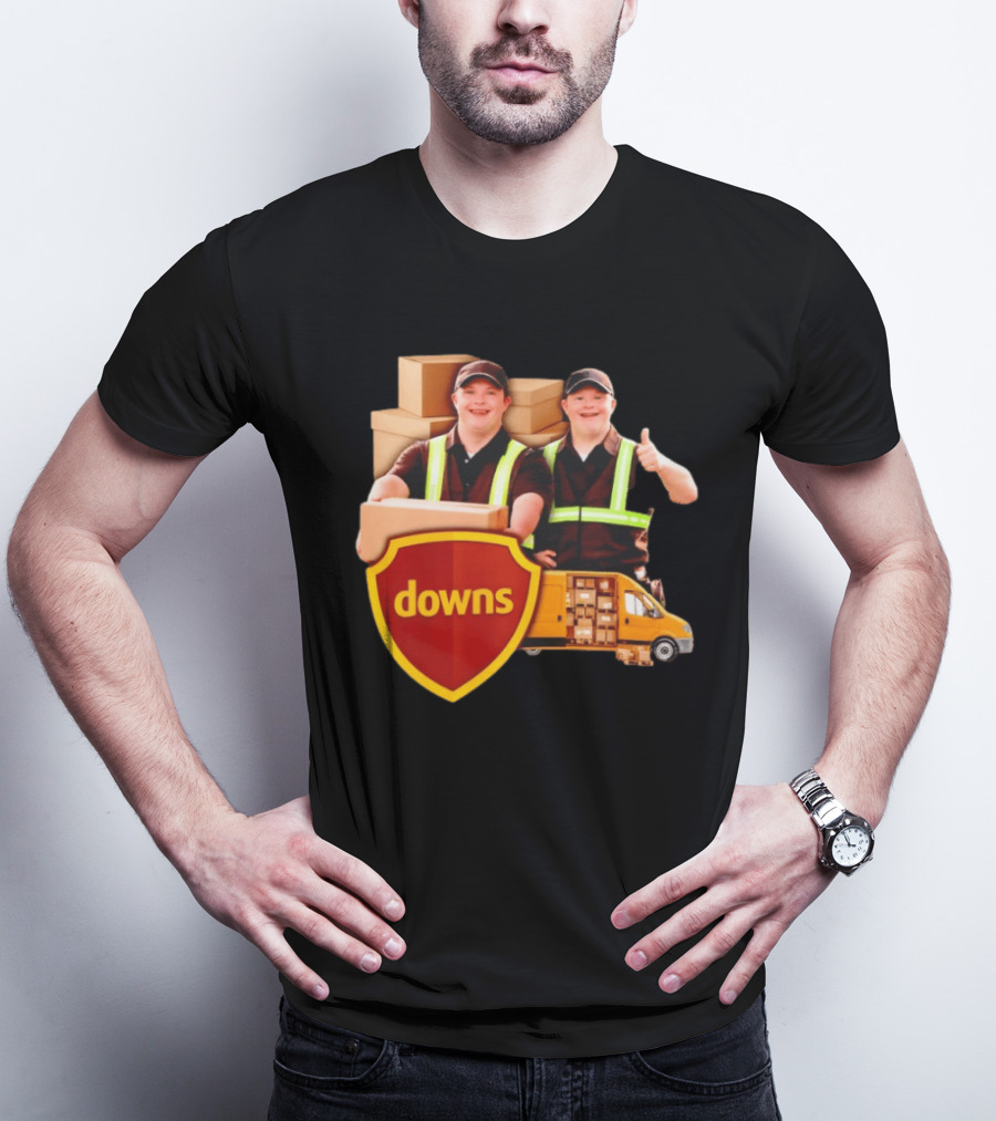 Downs UPS Delivery Service With Smiling Workers And Packages T-Shirt