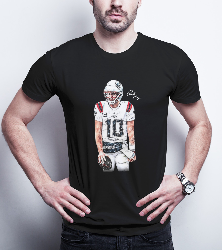Drake Maye New England Patriots Jersey Ice Cold Iceman Autograph T-Shirt