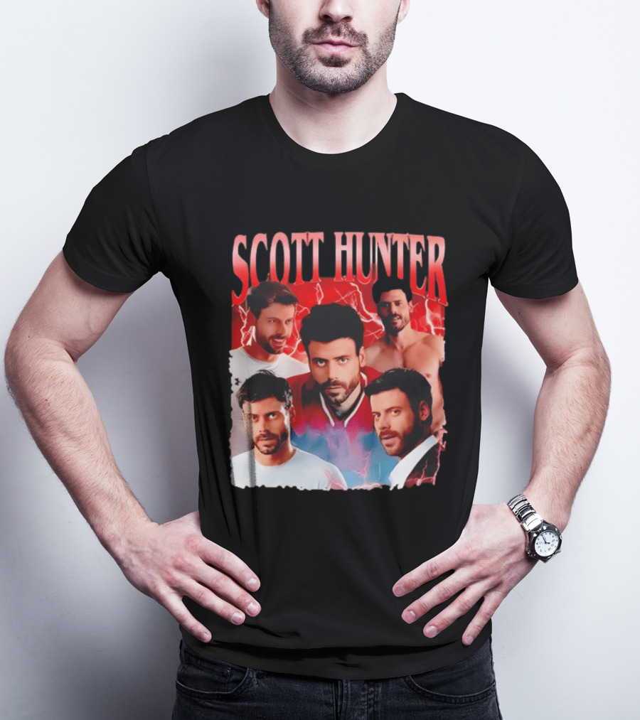 Scott Hunter Lightning Background Multiple Poses T-Shirt