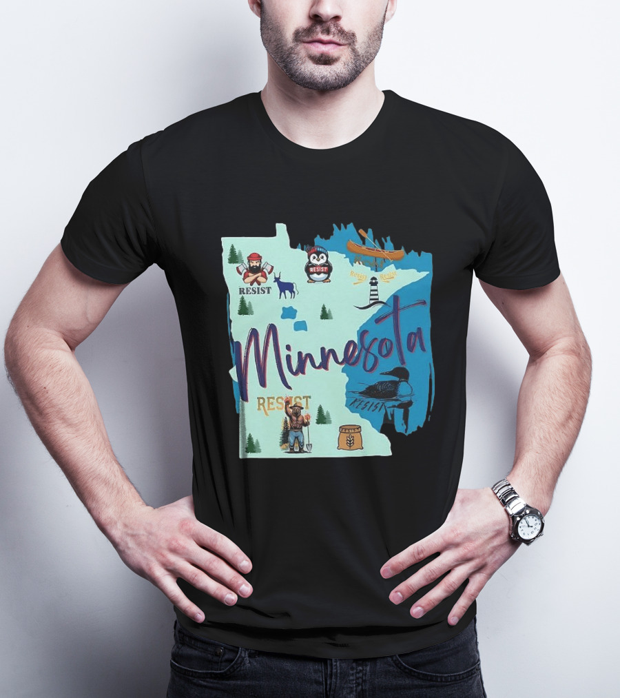 Minnesota Resist Lumberjack Penguin Canoe Loon Lighthouse Deer T-Shirt