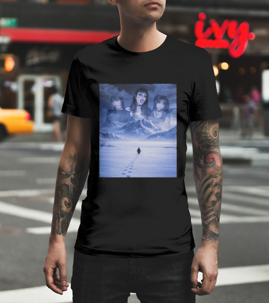 Nihilist Penguin Goth Girls Dark Winter Mountain Scene T-Shirt