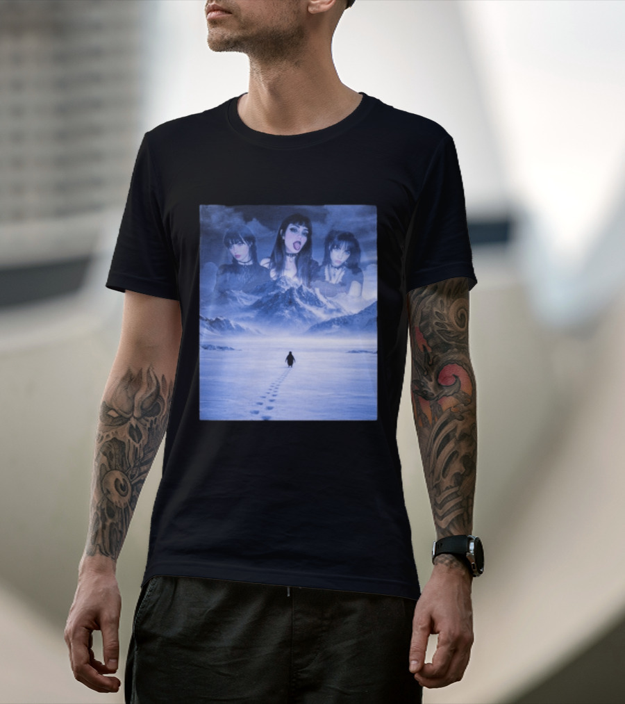 Nihilist Penguin Goth Girls Dark Winter Mountain Scene T-Shirt