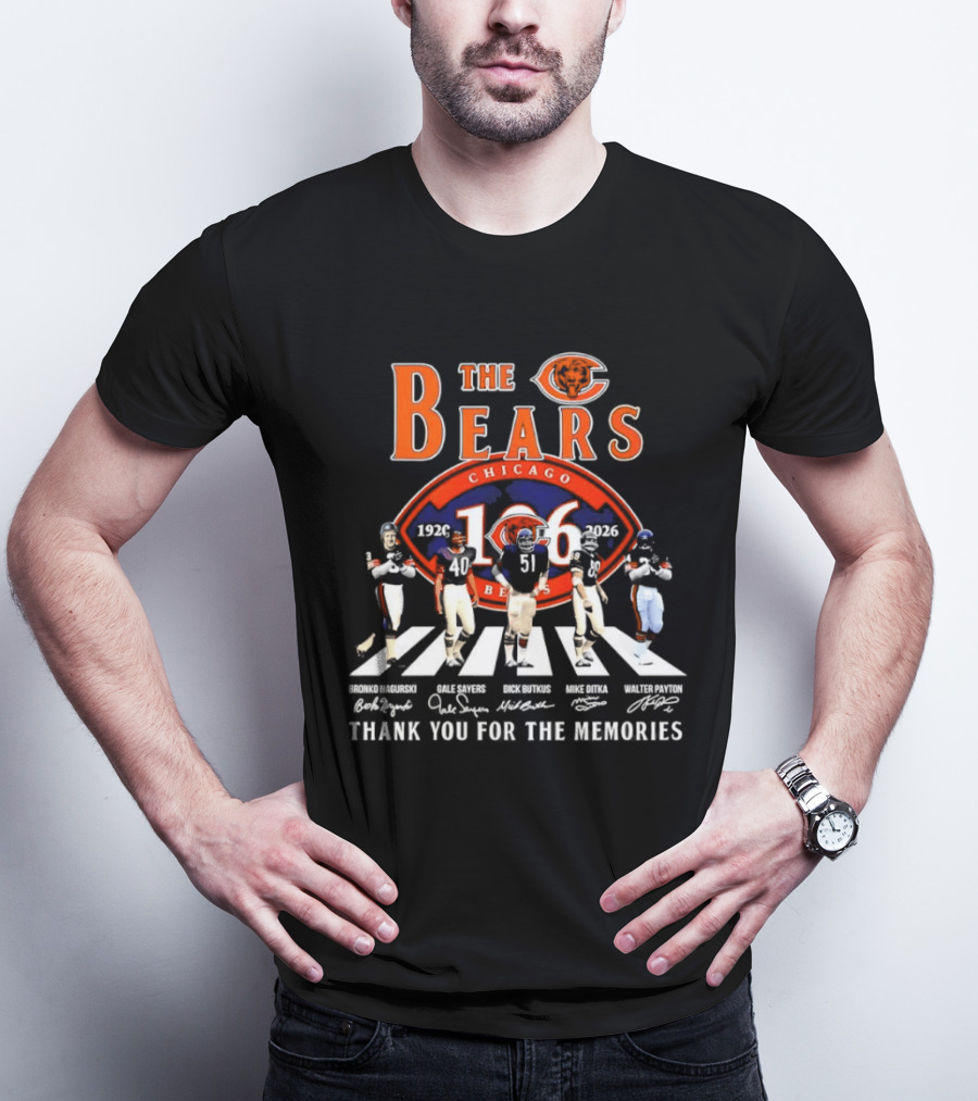 Chicago Bears 106th Anniversary 1920 2026 Nagurski Sayers Butkus Ditka Payton Thank You For The Memories T-Shirt