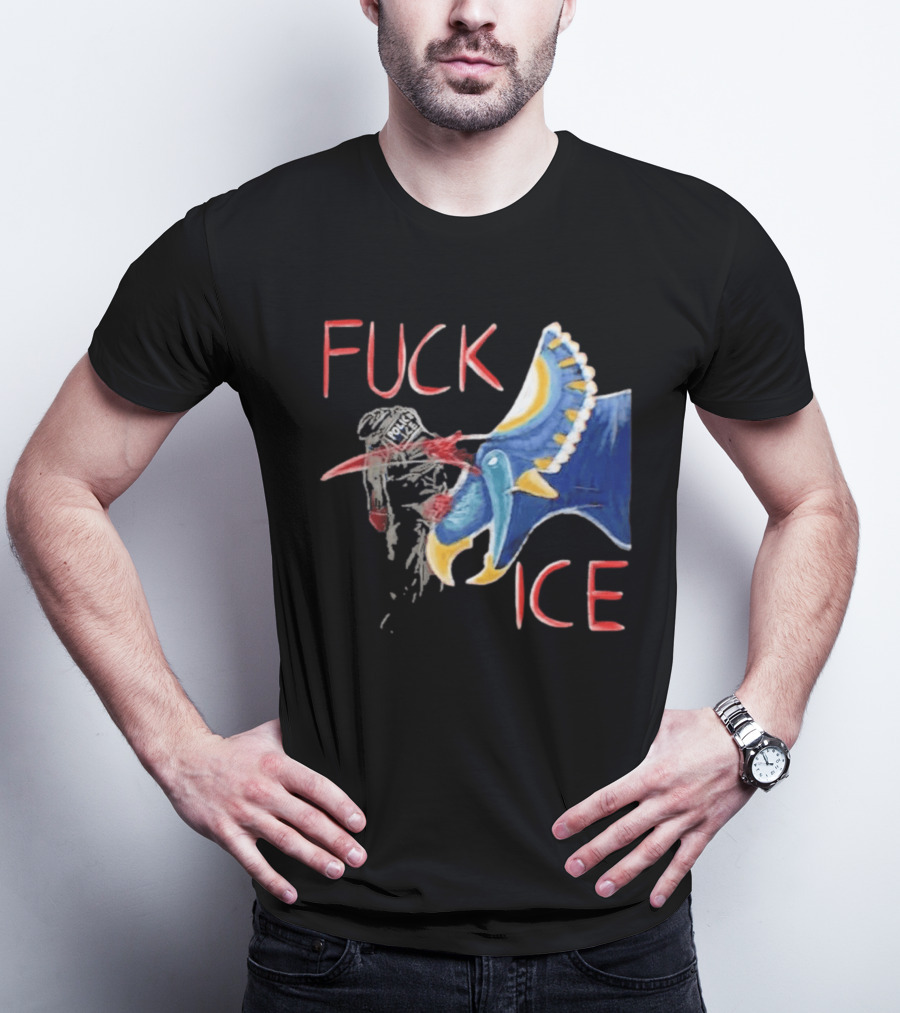 Torosaurus Fuck ICE Police Dinosaur T-Shirt