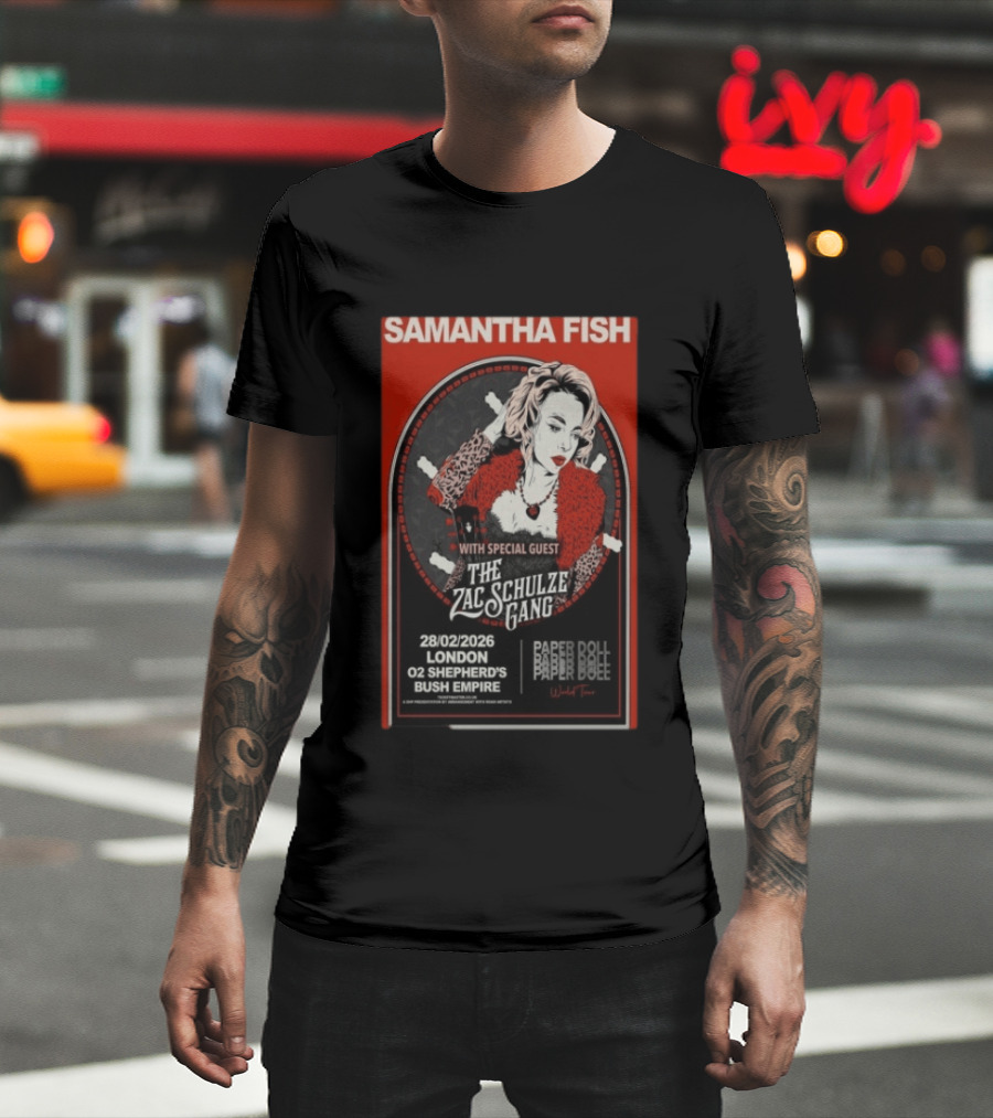 Samantha Fish London 2026 O2 Shepherd's Bush Empire With Zac Schulze Gang T-Shirt