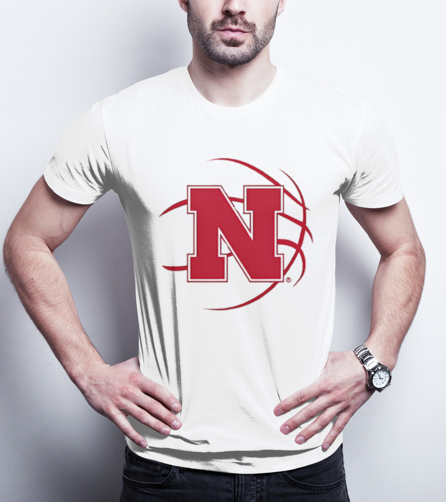 Nebraska Basketball Red N And Ball T-Shirt