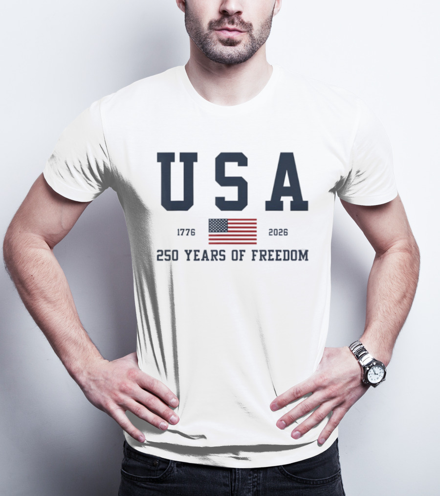 USA 250 Years Of Freedom 1776 2026 American Flag Celebration T-Shirt