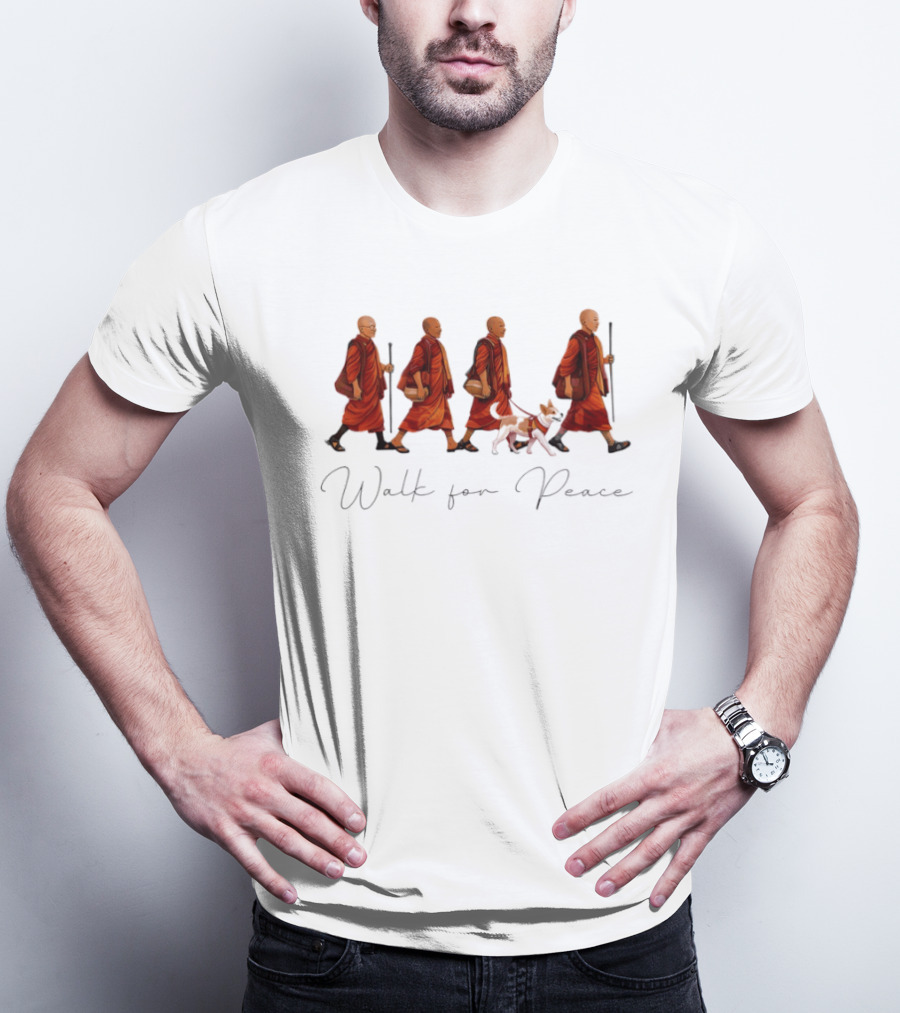 Peaceful Journey With Monks And Aloka Dog Walk For Peace T-Shirt