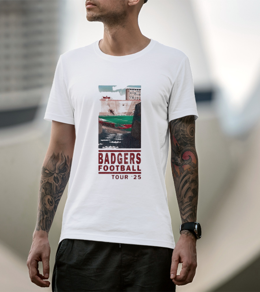 Badgers Football Tour 2025 Stadium Scene T-Shirt