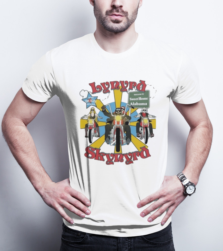 Lynyrd Skynyrd Road Trippin Welcome To Sweet Home Alabama Route 66 Biker Adventure T-Shirt