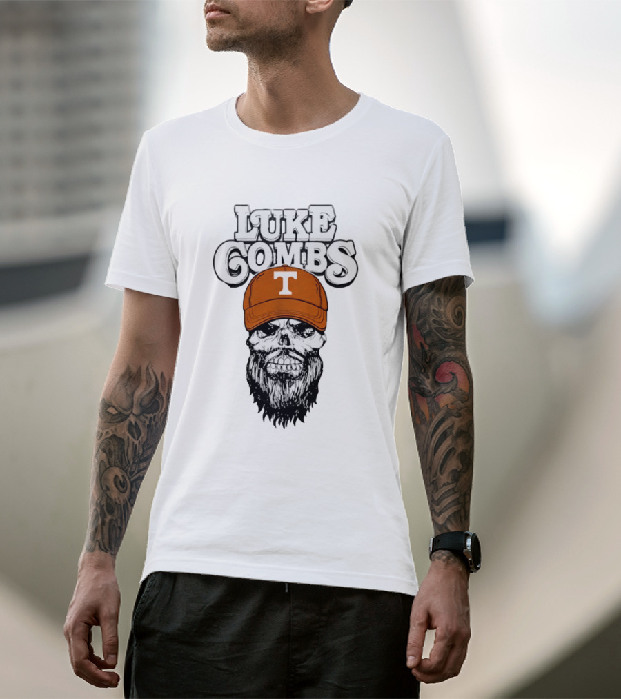 Luke Combs Tennessee Volunteers Skull Cap NCAA T-Shirt