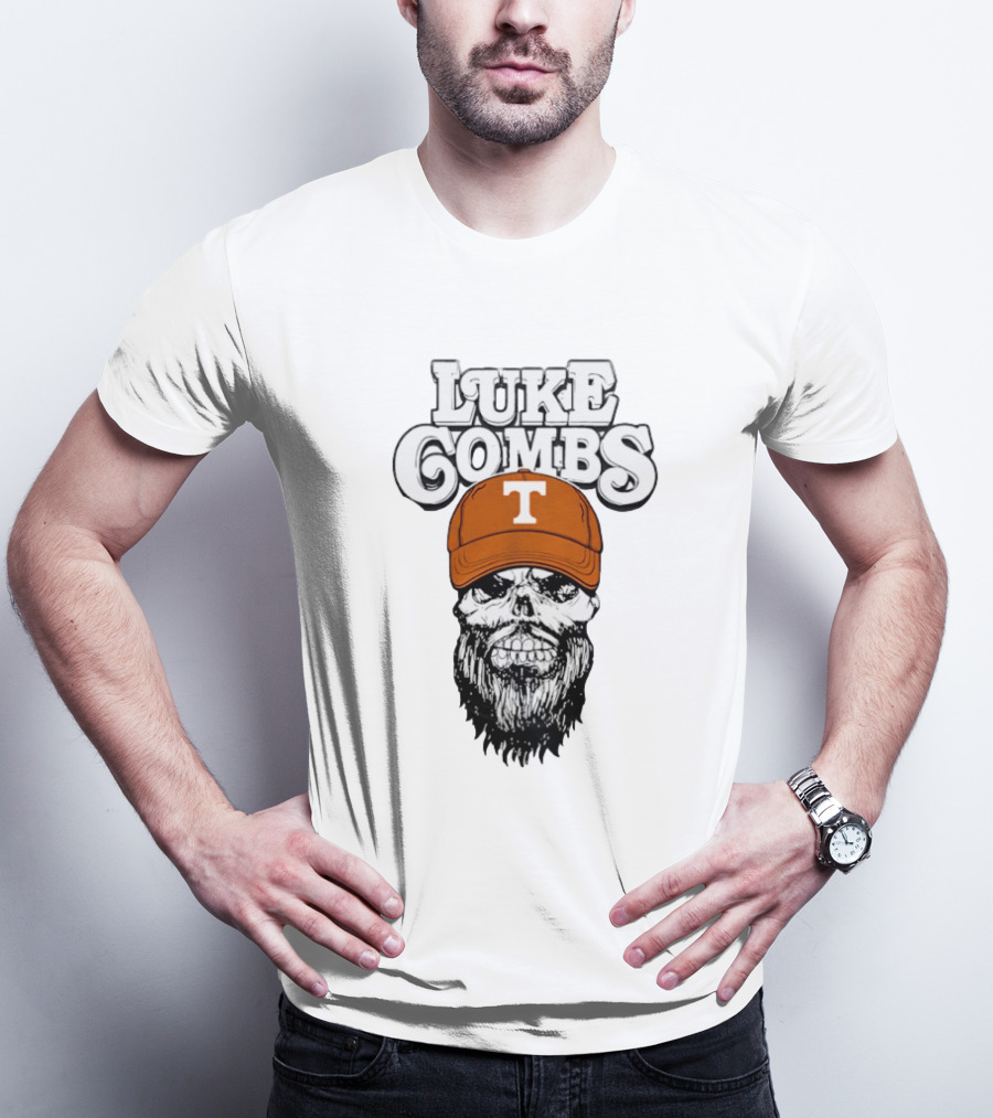 Luke Combs Tennessee Volunteers Skull Cap NCAA T-Shirt