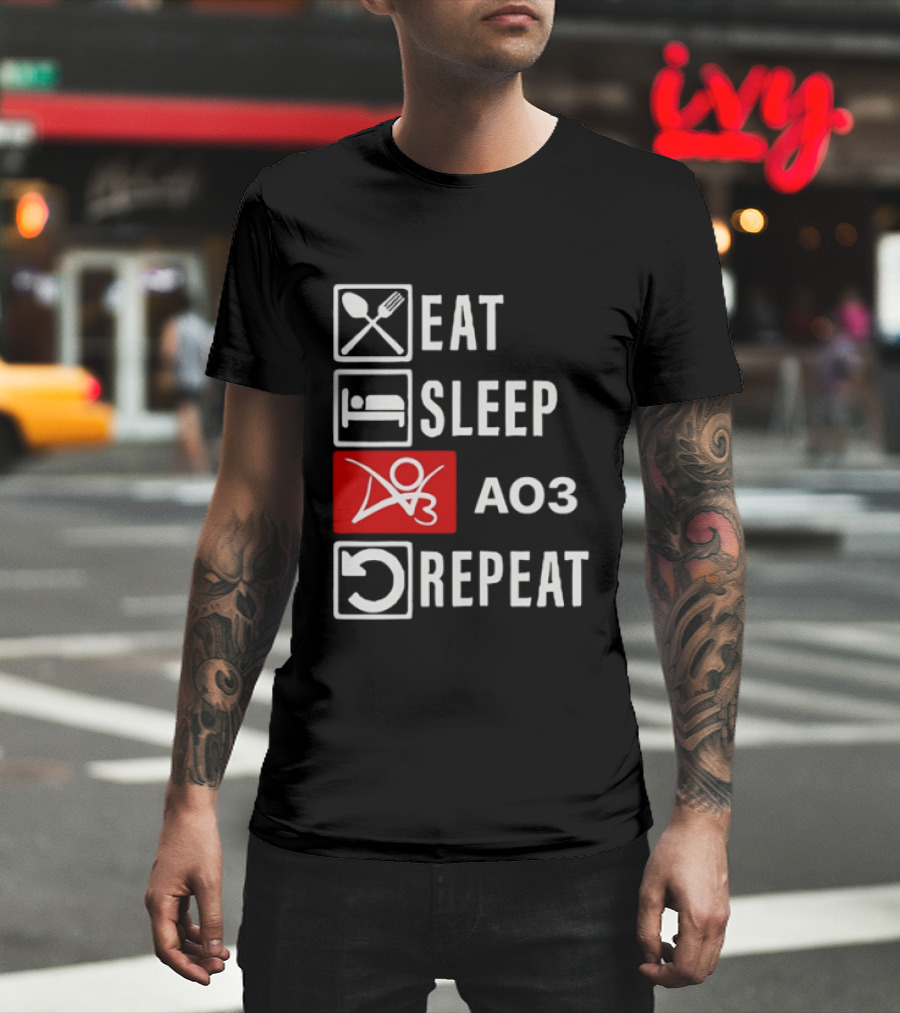 Eat Sleep AO3 Repeat Fanfiction Enthusiast Lifestyle T-Shirt