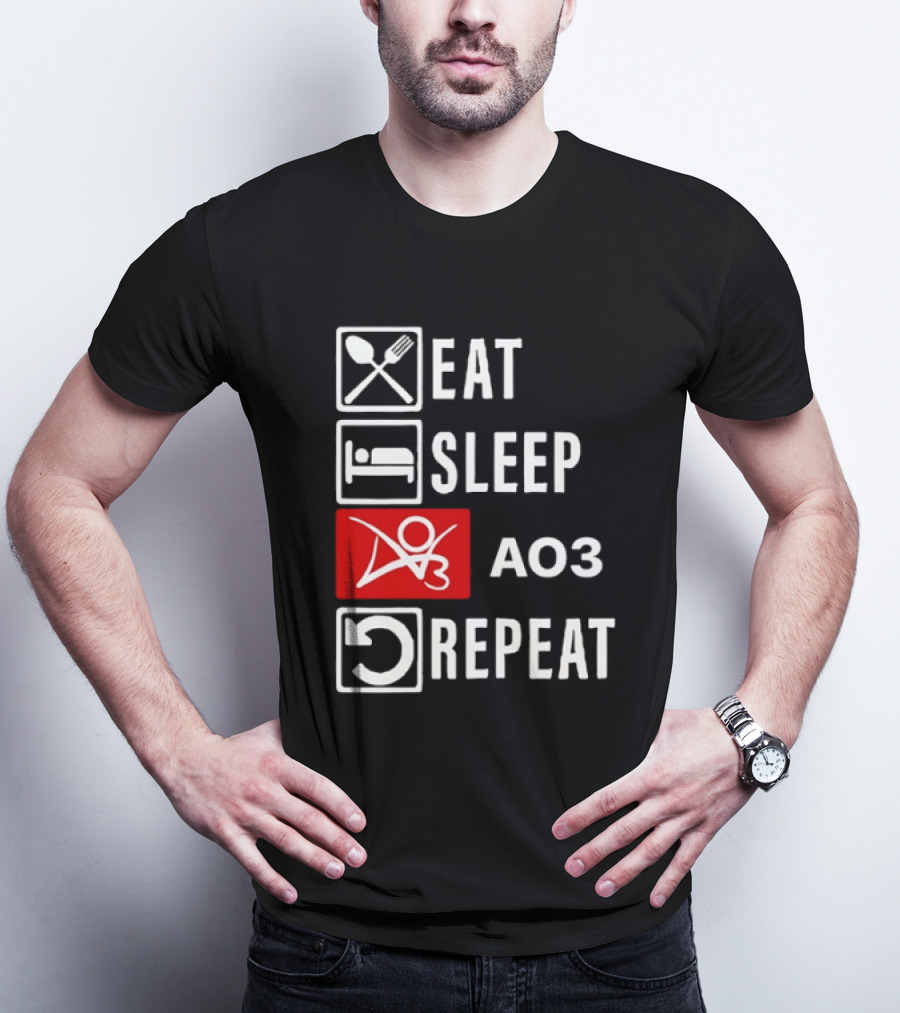 Eat Sleep AO3 Repeat Fanfiction Enthusiast Lifestyle T-Shirt