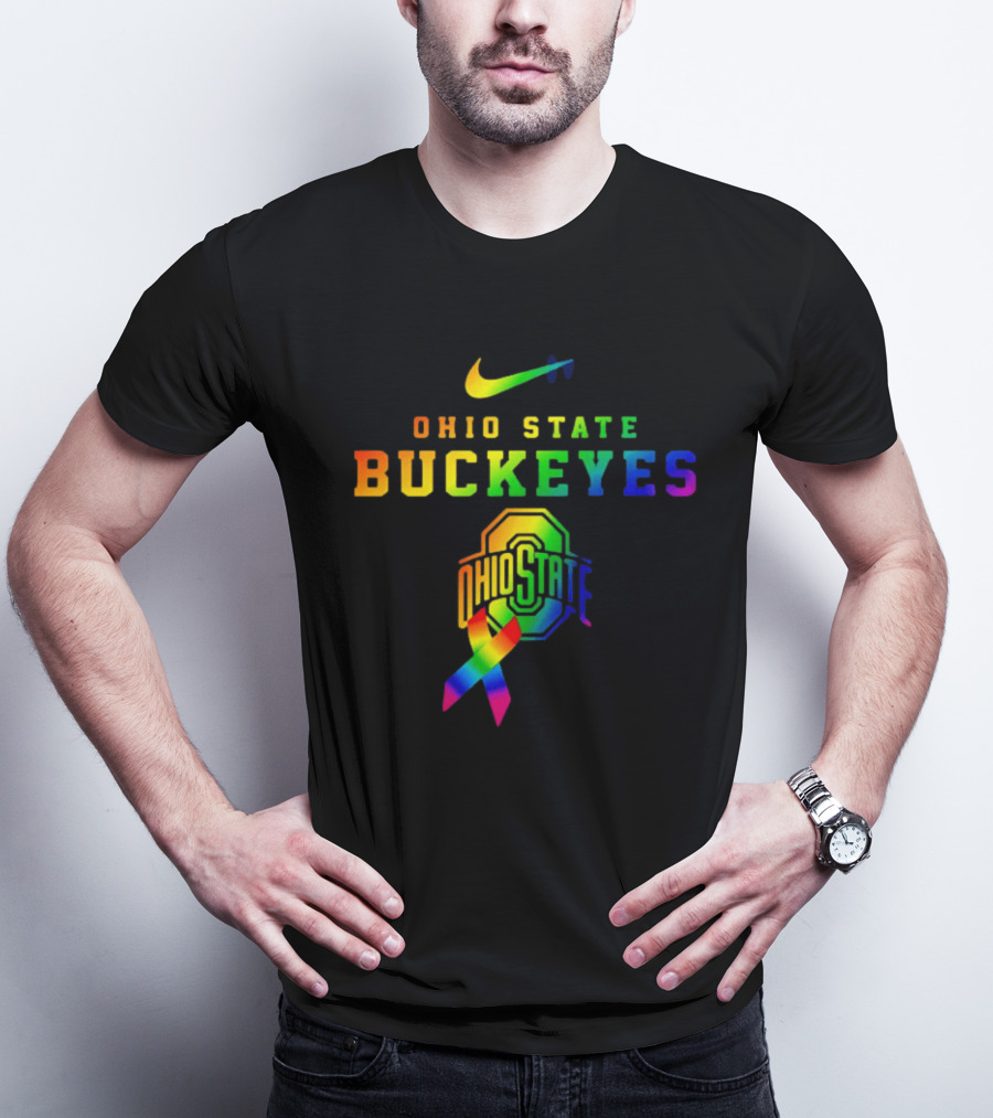 Ohio State Buckeyes Rainbow Logo Fight Cancer In All T-Shirt