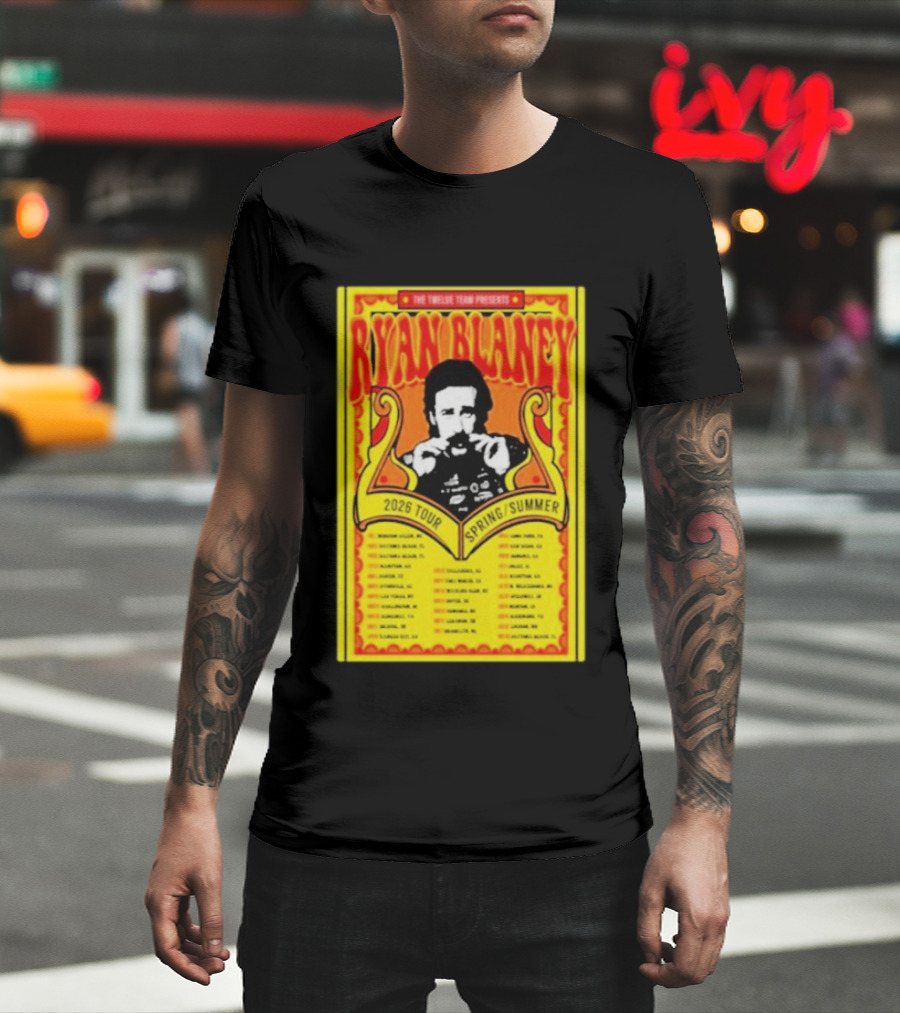 The Triline Team Presents Ryan Blaney 2026 Tour Spring Summer Dates T-Shirt