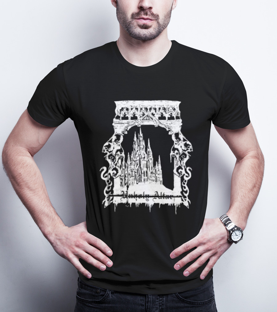 Unholy Altar Castle Gothic Architecture Mysterious Shadows T-Shirt