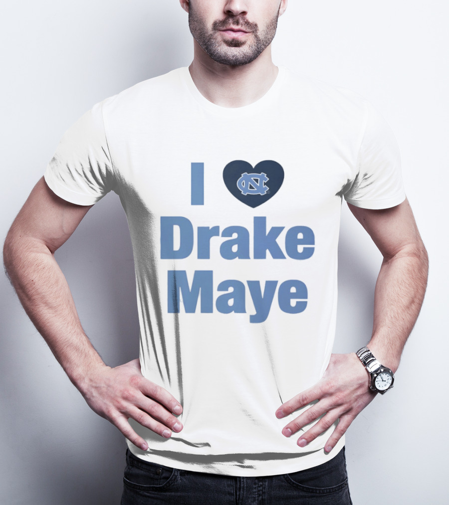 I Love Drake Maye UNC Tar Heels Football Heart T-Shirt