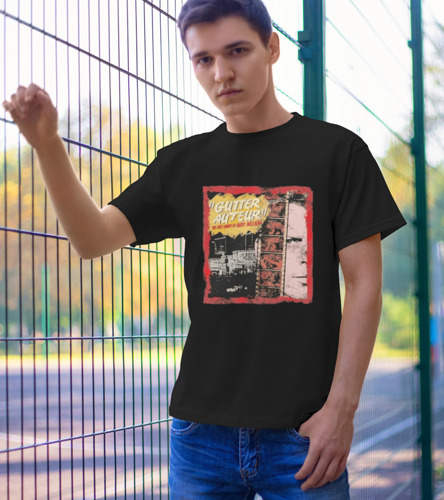 Gutter Auteur The Lost Legacy Of Andy Miligan Filmmaker Tribute With Vintage Film Strip And Urban Nightlife T-Shirt