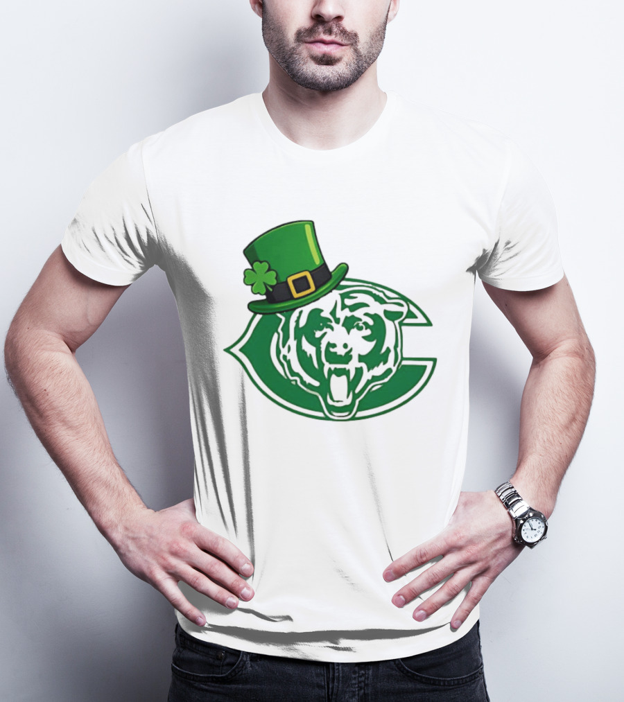 Chicago Bears St Patrick's Day Green Logo With Irish Hat T-Shirt