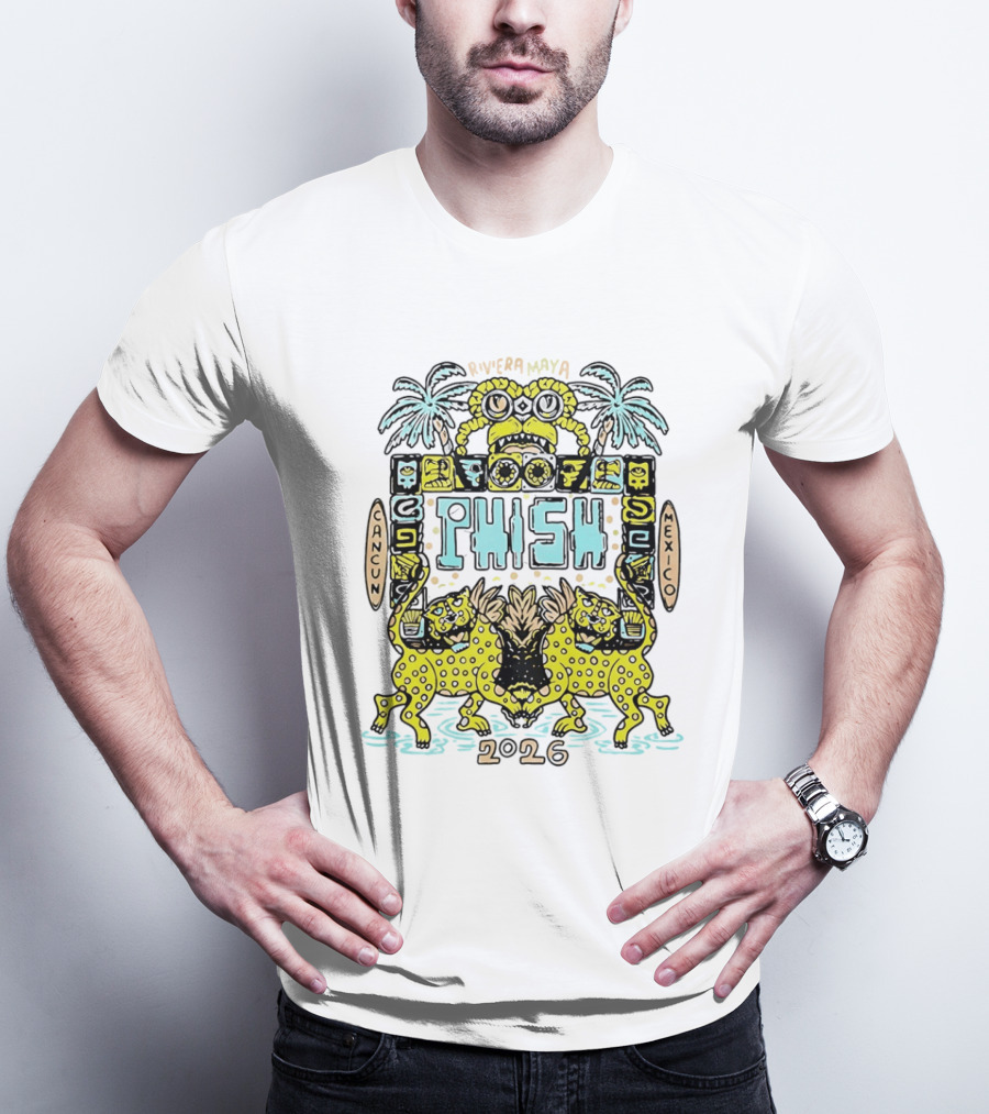 Phish Riviera Maya Cancun Mexico 2026 Jaguars Palms T-Shirt