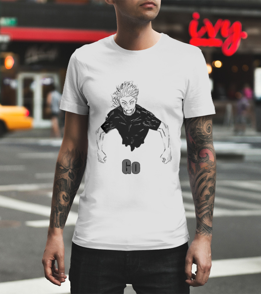 Satoru Gojo Half Body Go Meme Jujutsu Kaisen T-Shirt