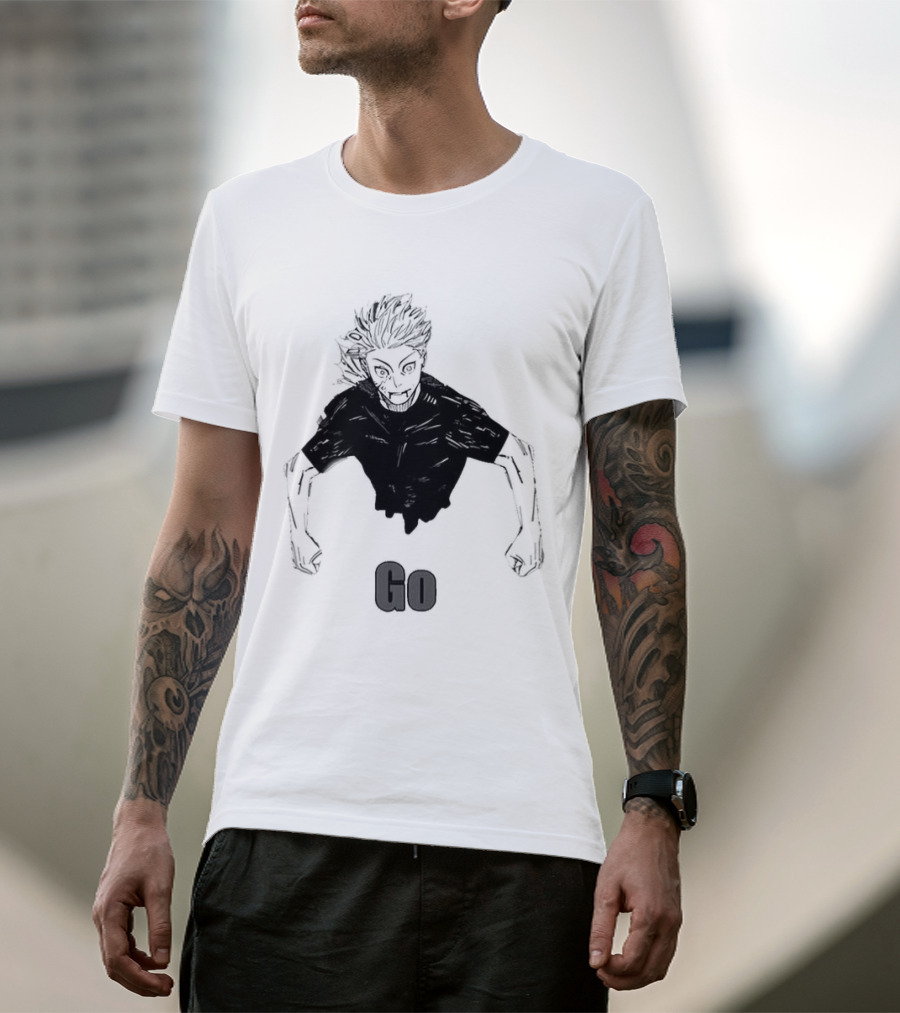 Satoru Gojo Half Body Go Meme Jujutsu Kaisen T-Shirt