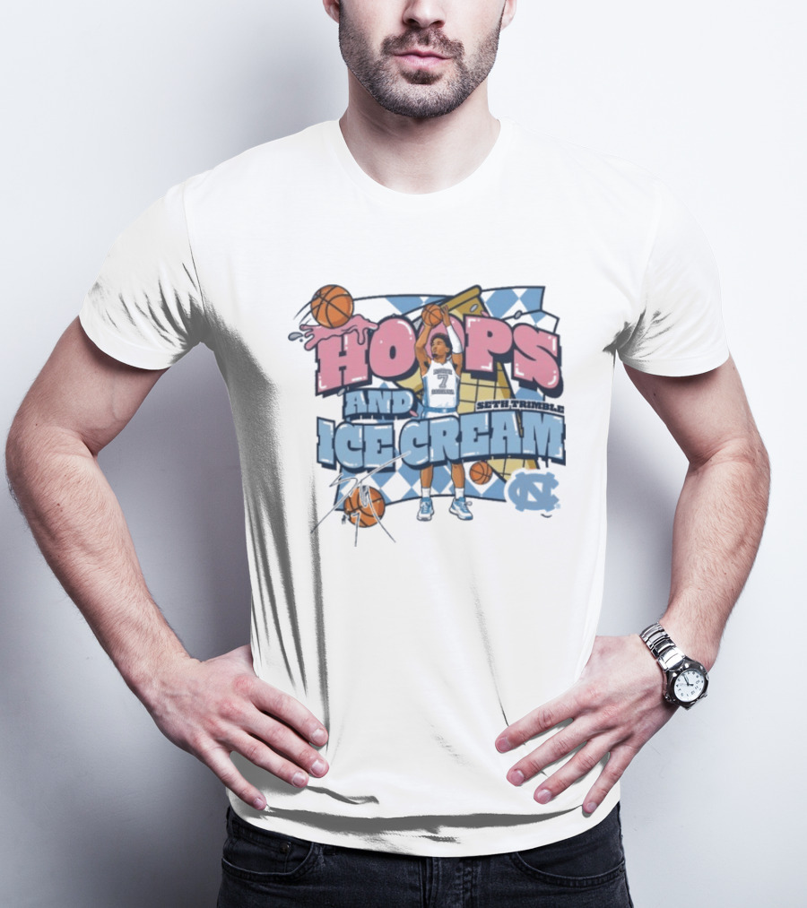 Hoops And Ice Cream UNC North Carolina Tar Heels Basketball Seth Trimble T-Shirt