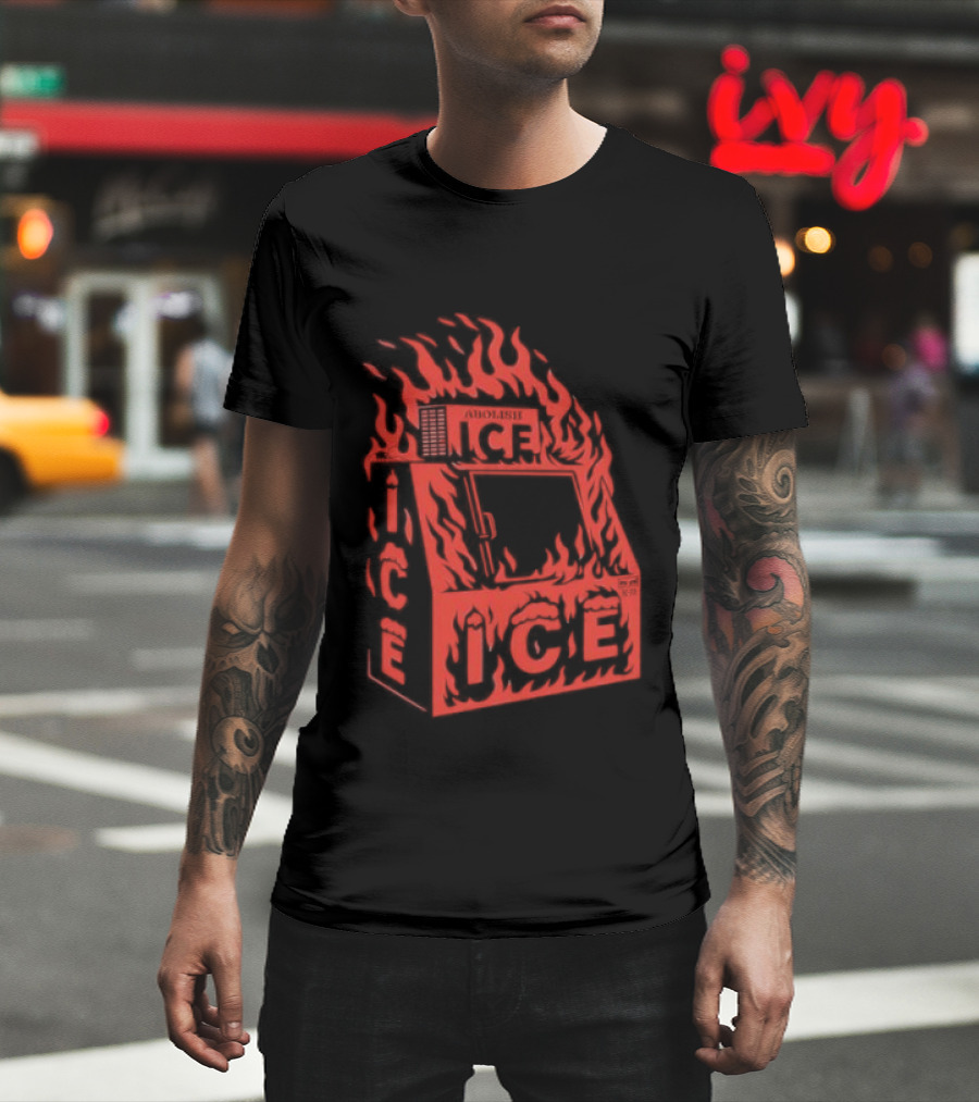 Abolish ICE Machine Flames Protest T-Shirt