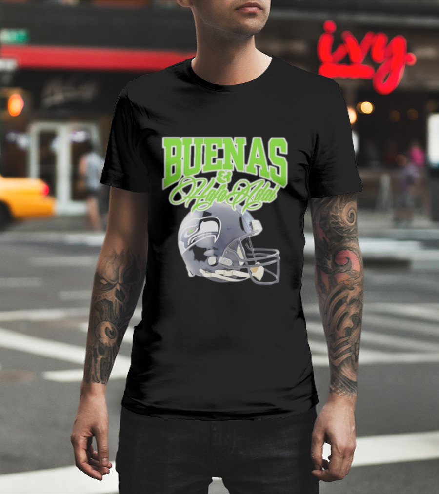BUENAS Hafa Adai Seattle Seahawks Helmet T-Shirt