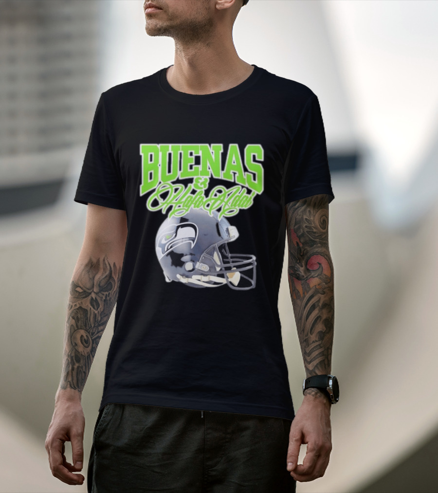 BUENAS Hafa Adai Seattle Seahawks Helmet T-Shirt