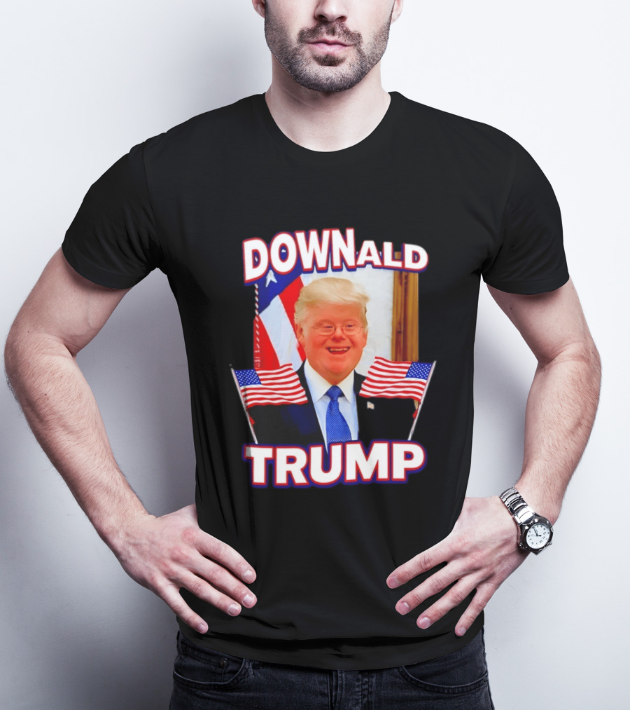 Downald Trump American Flag Parody With Patriotic Backdrop T-Shirt