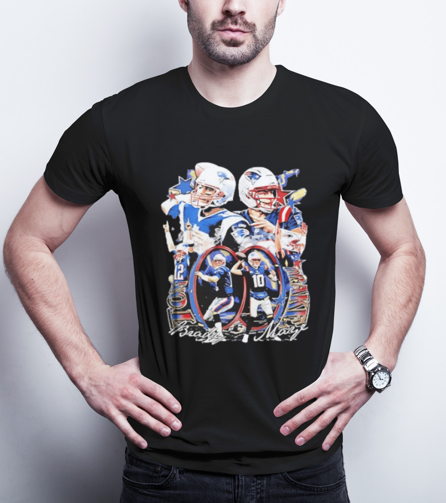 Drake Maye Tom Brady Patriots Quarterback Legacy Moments T-Shirt