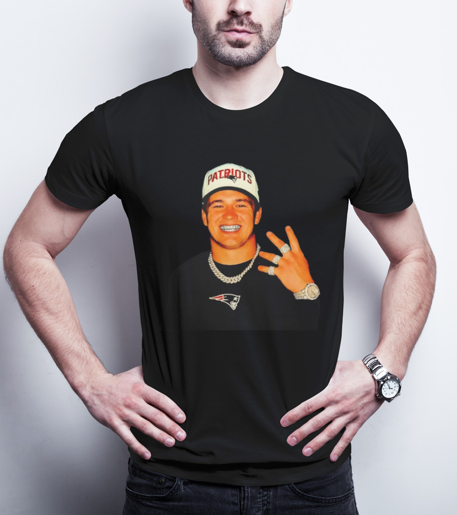 Drake Maye Patriots Ring Collection With New England Patriots Hat And Jewelry T-Shirt
