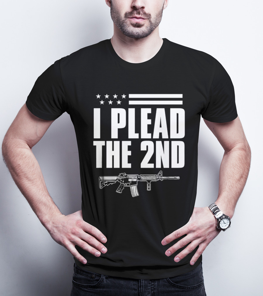 I Plead The 2nd Gun Rights American Flag Rifle T-Shirt