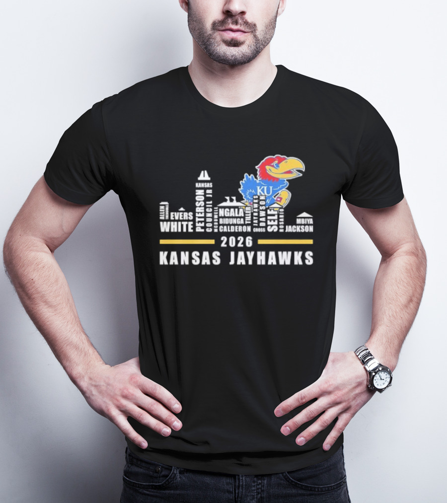 Kansas Jayhawks 2026 Skyline City KU Basketball Team T-Shirt