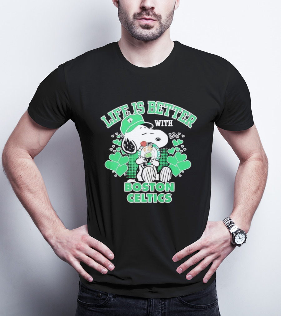 Life Is Better With Snoopy Boston Celtics St. Patrick's Day T-Shirt