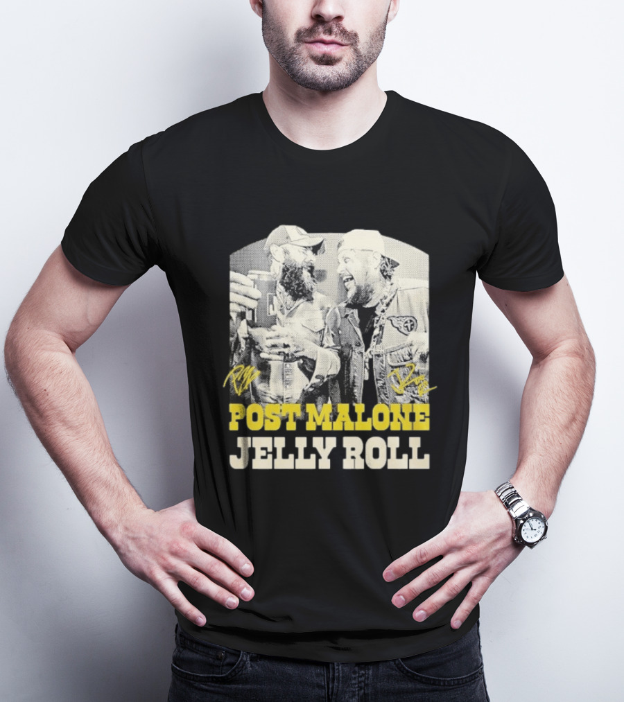 Post Malone Jelly Roll Collaboration Signatures T-Shirt