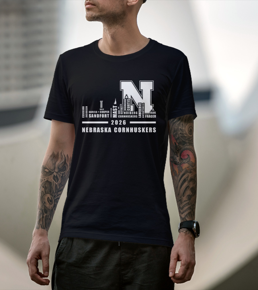 2026 Nebraska Cornhuskers City Skyline Lincoln T-Shirt