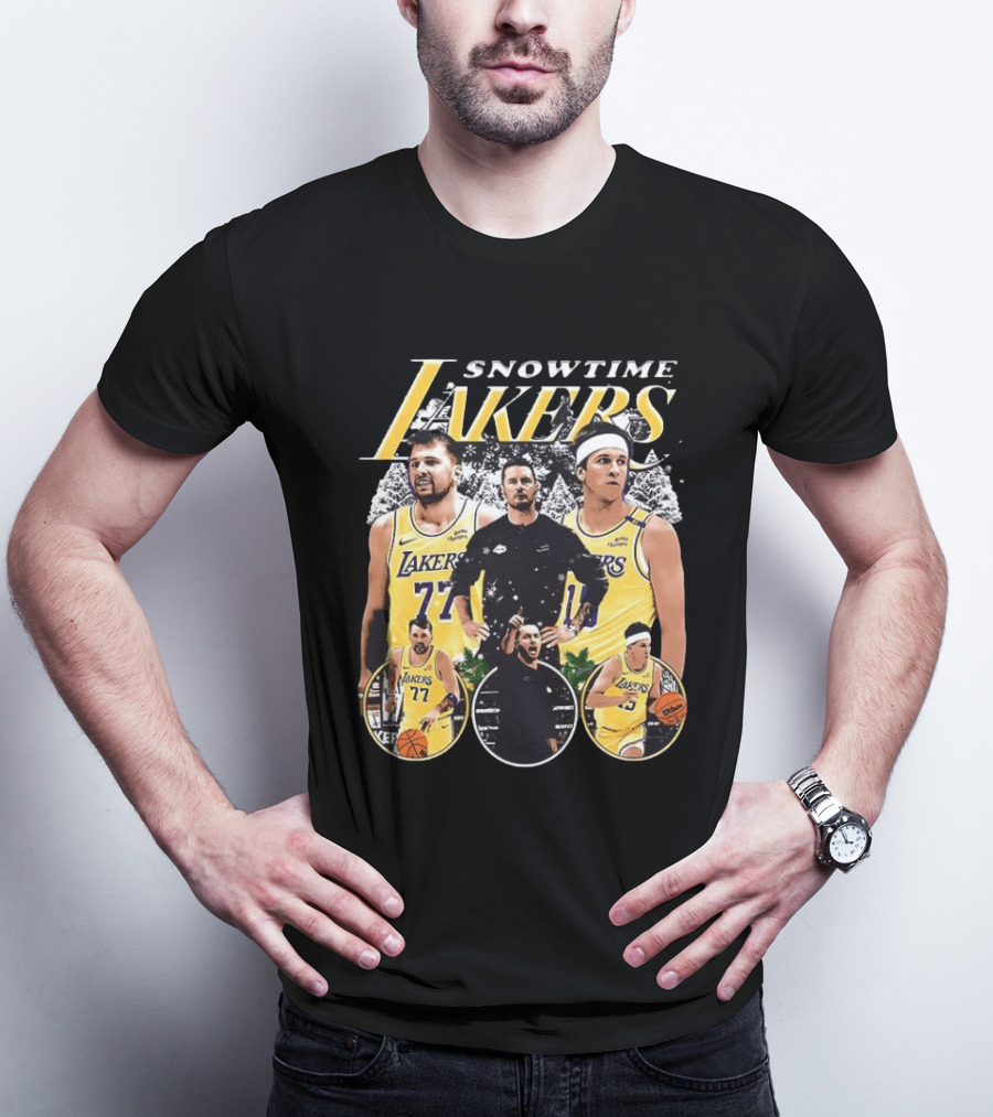 Snowtime Lakers Basketball Champions Iconic Players And Coach T-Shirt
