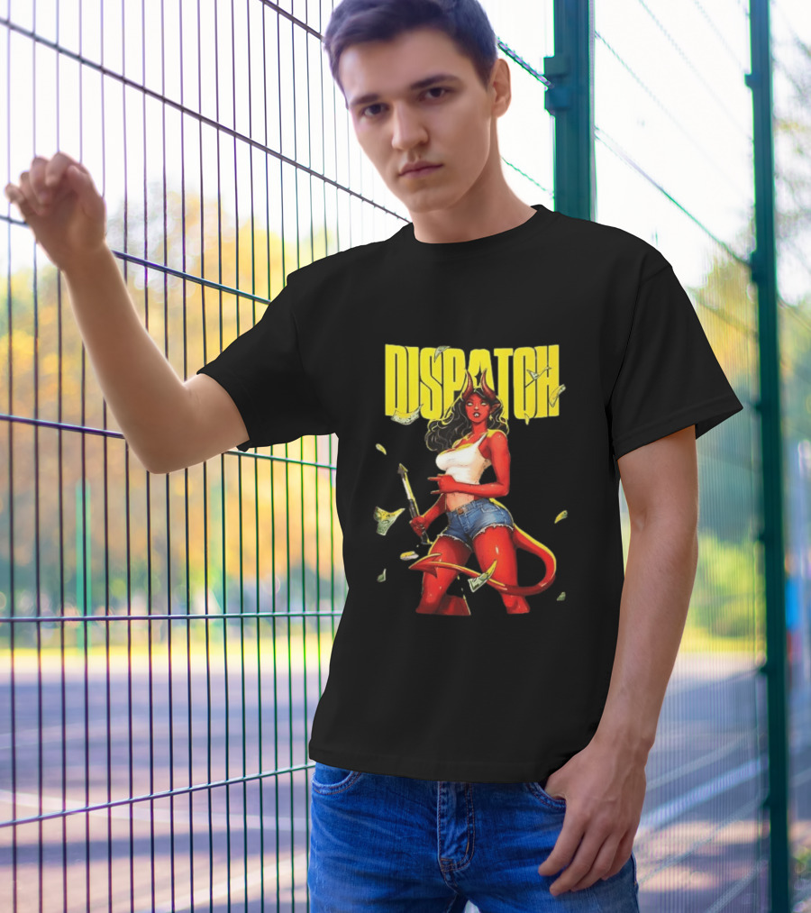 Parky Dispatch Malevola Devil Woman In Denim And White Top With Yellow T-Shirt